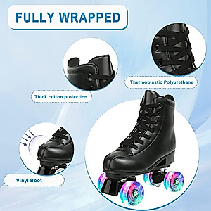 Jessie Leather Roller Skates Roller Skates for Women Outdoor and Indoor Adjustable Four-Wheel Premium Roller Skates for Women Men Boys and Girls