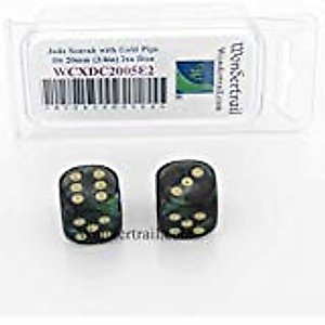 Wondertrail WCXDC2005E2 Jade Scarab Dice with Gold Pips 20mm (3/4in) D6 Pack of 2