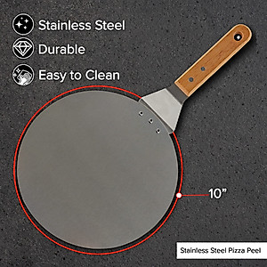 Nuwave Brick Oven-Style 3pc Pizza Kit,11.5” Cordierite Pizza Stone,10" SS Pizza Peel, SS Pizza Cutter/Server, For Indoor Electric Ovens, Outdoor Gas, Wood Fire Grills, BBQ Grilling, NuWave Bravo XL