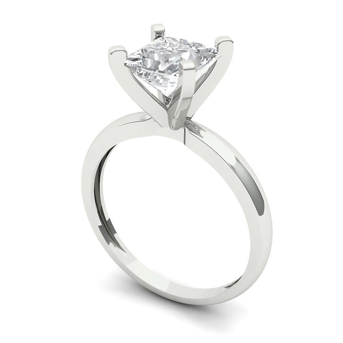 Clara Pucci 1.50 ct Princess Cut Solitaire Genuine Moissanite Wedding Bridal Wedding Anniversary Engagement Ring in 14k White Gold