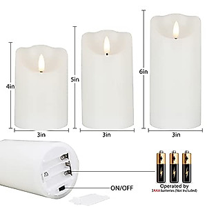 LUSHARBOR Flameless Candles, Battery Operated Real Wax LED Flickering Candles with 10Key Remote Control and Timers, Fake Electronic Candle for Christmas Party Room Home Decor, Set of 3(White)