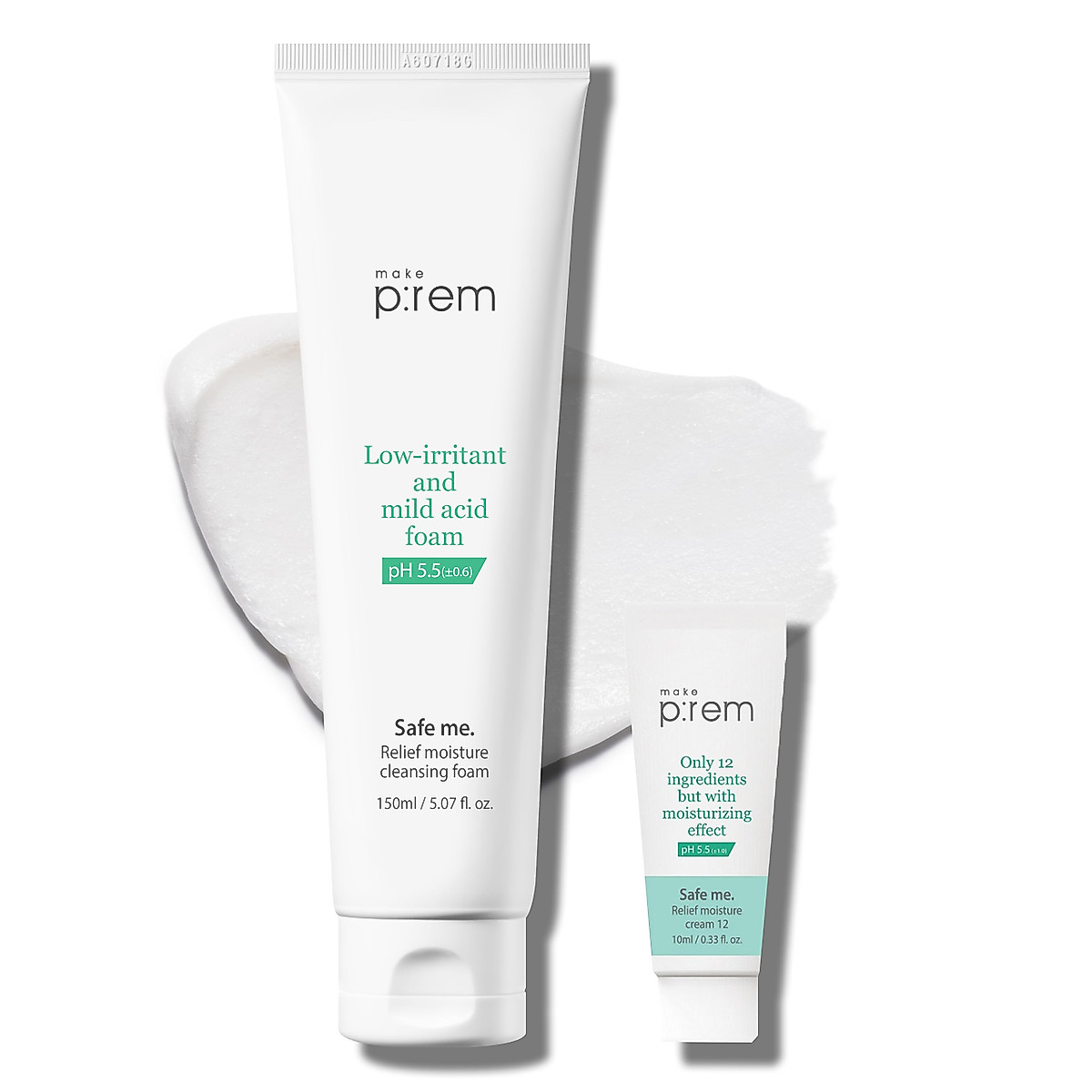 MAKEPREM Safe Me Relief Moisture Cleansing Foam, 5 Oz - Hydrating, Gentle, Non-Stripping, pH 5.5, Sub-Acidic, Age-Defying, Chemical-Free