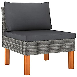 4-Seater Patio Sofa with Cushion | 4 Piece Garden Sofa | Outdoor Patio Couch | Rattan Bench Couch for Outside Balcony, Deck, Porch, Backyard and Poolside | Anthracite Cushion and Gray Poly Rattan