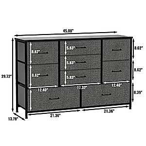 Furnulem Wide Dresser with 9 Large Drawers for 55'' Long TV Stand and 2 Nightstands with 3 Drawers, Small Dresser with Storage Shelf