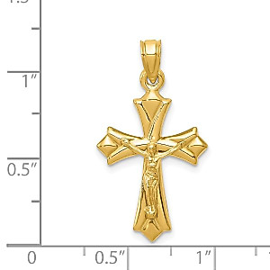 IceCarats 14K Yellow Gold Reversible Lord Jesus Christ Crucifix Holy Cross Necklace Religious Pendant Charm Only