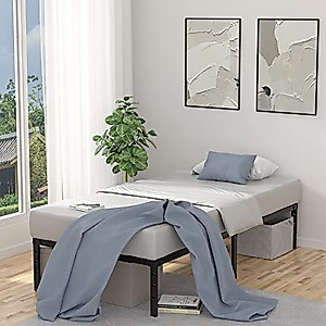 Meberam 14 Inch Twin XL Size Metal Platform Bed Frame Heavy Duty Mattress Foundation Support No Box Spring Need, Black