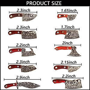 10 Pcs Mini Knife Set,Mini Knife QUXOZHLU Mini Knife Keychain Tiny Knife EDC Mini Knives Butcher Mini Cleaver Mini Pocket Chef Knife with Sheath for Package Opener with Bottle Opener for Men,Women,Birthday,Christmas