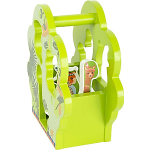 small foot wooden toys Small Foot Wooden Toys Wooden Jungle Animal Peg Puzzle & Carrying Case designed for children 12+ months, Multi (11091)