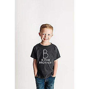 ELLA COLE COMPANY Big Brother Shirt for Toddler B is for Brother T-Shirt (Dark Grey, 2T)
