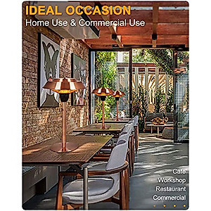 Star Patio Electric Patio Heater, Outdoor Heater, 1500W Infrared Heater with Brush Copper Finished, Tip-Over Protection, Electric Tabletop Heater, IP44 Waterproof, STP1566-CT-B