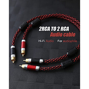 RCA Cable, 2RCA Male to 2RCA Male Stereo Audio Cables 【Hi-Fi Sound】Braided RCA Stereo Cable for Home Theater, HDTV, Amplifiers, Hi-Fi Systems, Car Audio, Speakers (6.6FT)