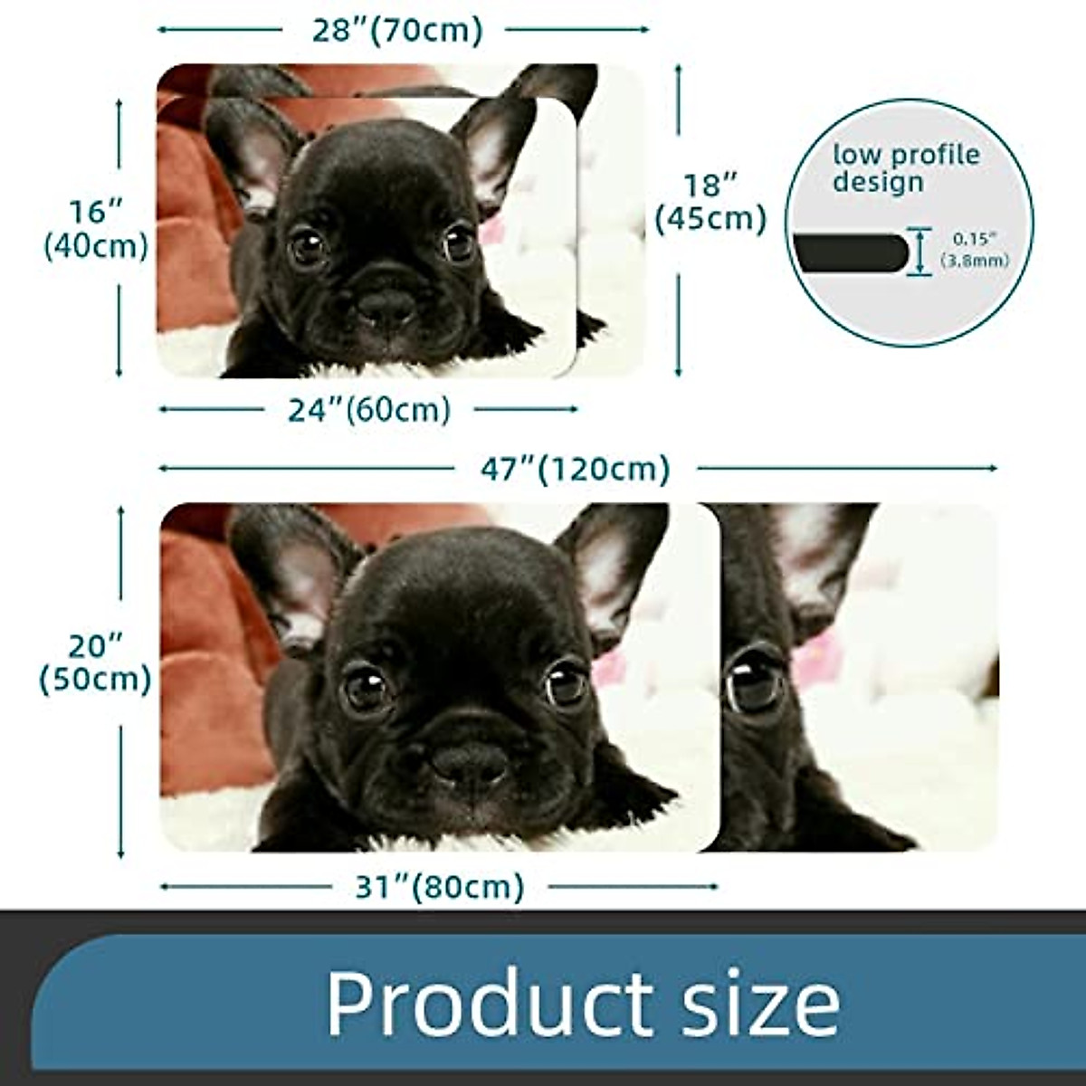 VBFOFBV Kitchen Rug Mats, Soft Kitchen Mat Anti Slippery Machine Washable, Animal French Bull Dog