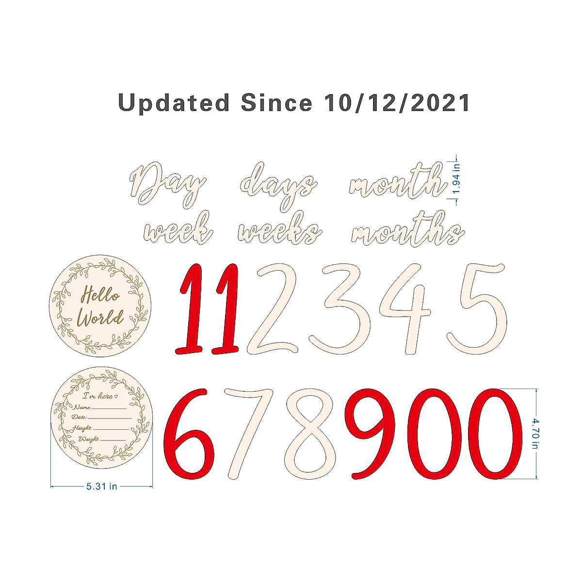 Baby Milestone Numbers|Baby Photo Props Wooden|Newborn Birth Announcement Card Wooden|