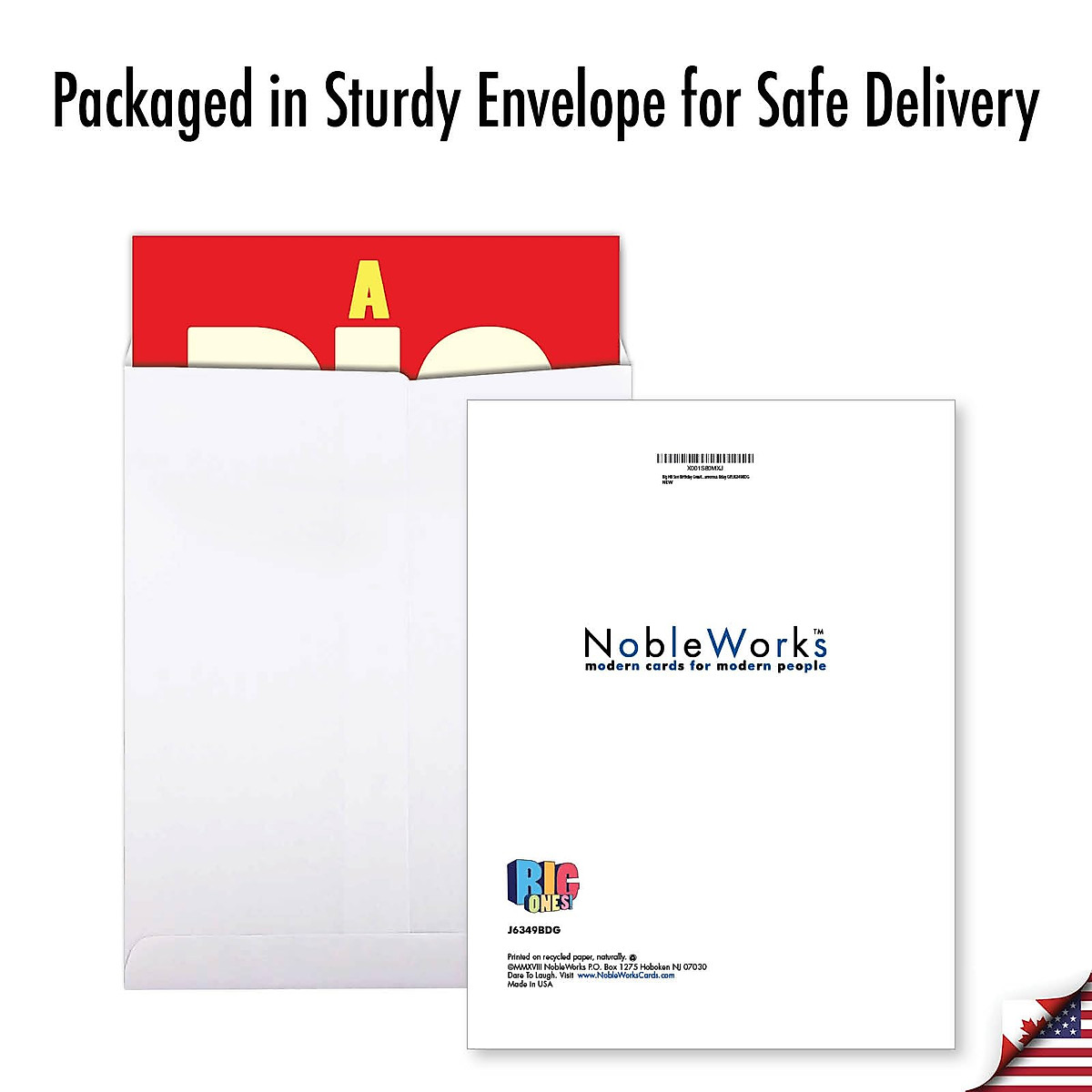 NobleWorks - 1 Large Birthday Greeting Card (8.5 x 11 Inch) - Fun Bday Celebration, Stationery Notecard - Big HB Son J6349BDG