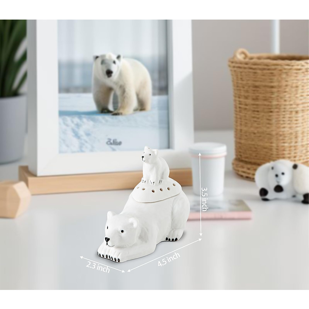 dgudgu Bear Baking Soda Container Ceramic Baking Soda Holder For Fridge Cute Kitchen Gadgets Baking Soda Fridge Holder For Eliminating Fridge And Freezer Odor