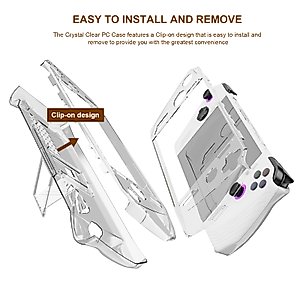 JDDWIN Full Case for ASUS Rog Ally 2023, Protective Handheld Case Skin with Detachable Front Shell Cover and Kickstand for Rog Ally,Shockproof/Non-Slip/Anti-Collision (Clear)