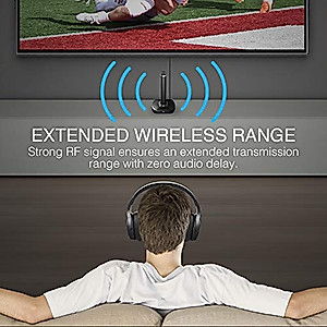 Brookstone AirPhones Wireless RF Over Ear Headphones with Wireless Transmitting Audio/Charging Dock, 10 Hrs Playtime, Deep Bass 40mm Driver, Comfortable Ear-Pads, for TVs, Phones