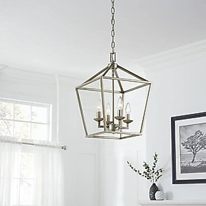 Home Decorators Collection Weyburn 4-Light Antique Silver Leaf Caged Chandelier