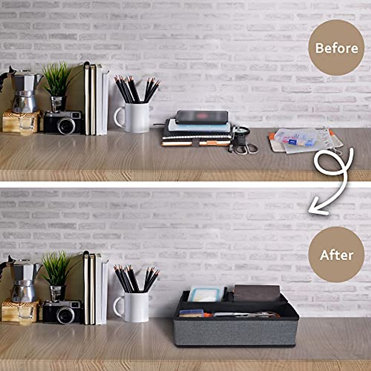 Utureal Set of 3 Foldable Storage Cubes, Fabric Storage Box Desk Organizers for Home and Office, Storage Bins for Cabinet Shelves Closet Drawer Organizing, Toys, Clothes Storage Container (Dark Grey)