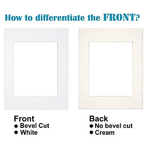 Egofine 11x14 White Picture Mats Pack of 14, Frame Mattes for 8x10 Pictures, Acid Free, 1.2mm Thickness, with Core Bevel Cut