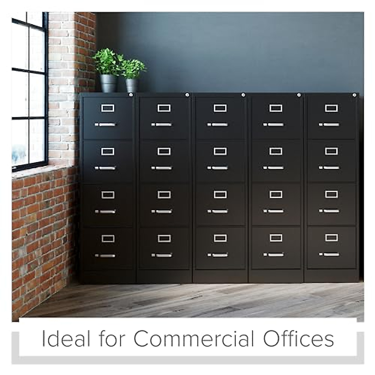 4 Drawer Letter Size Commercial File Finish: Black, Fully Assembled