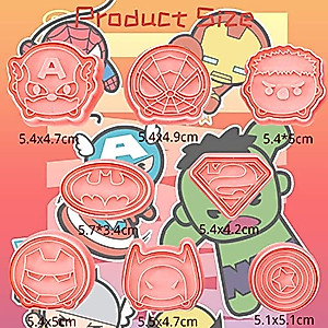 Crethinkaty Cartoon Cookie Cutter-8 Plastic Cookie Stamp- Cartoon Fun Cookie Mold, Children's Baking Set.