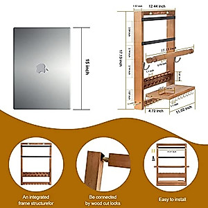 KYLOVHOS Hanging Jewelry Organizer, Wall Mounted, Pine Wood, Rustic Wooden Storage Display for Necklaces, Bracelets, Earrings, Rings (Brown).