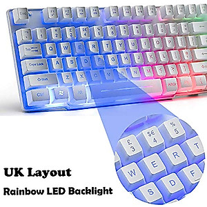 LexonElec T8 UK Layout Gaming Keyboard and Mouse Sets Rainbow Backlit Ergonomic Usb Gaming Keyboard