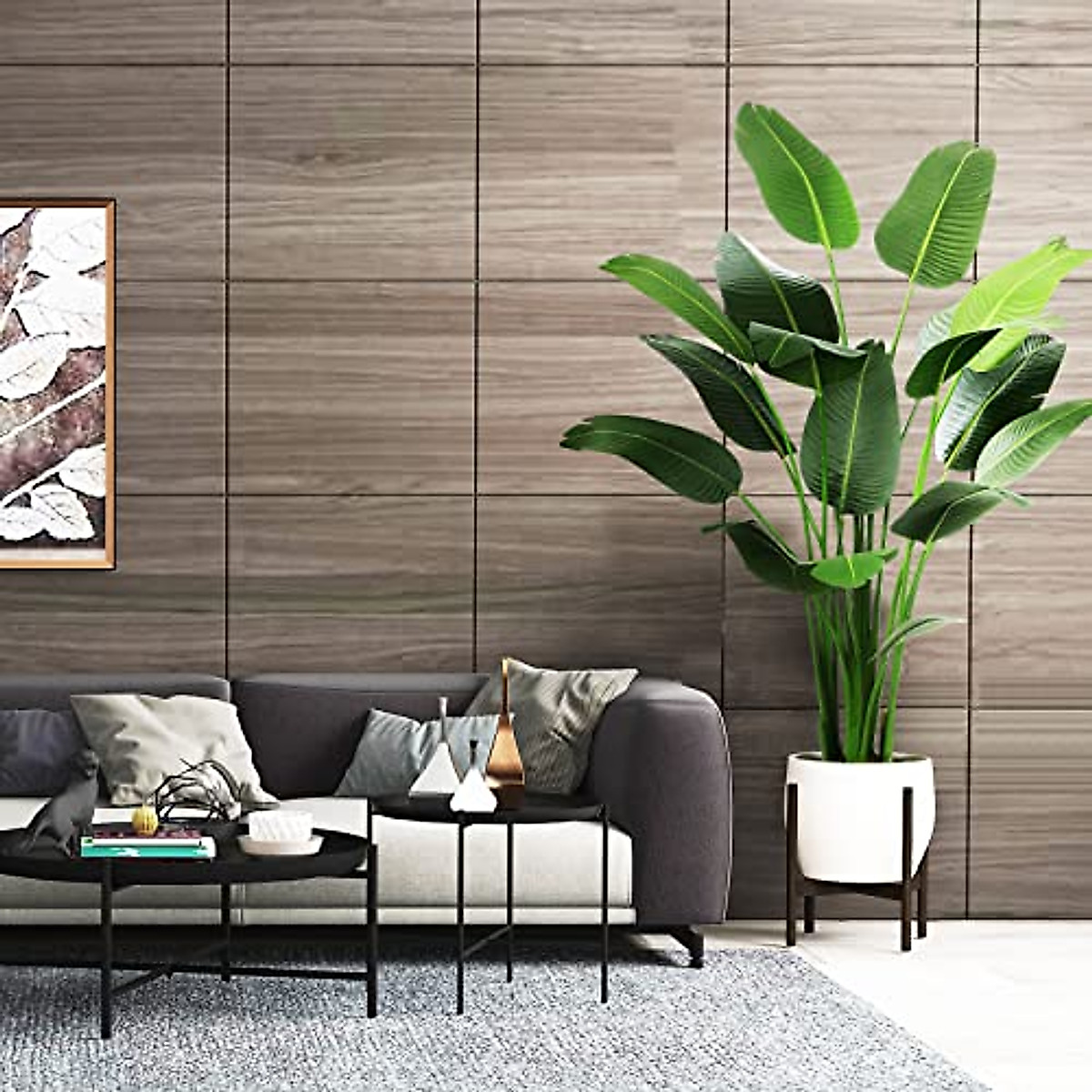 OXLLXO 6.5ft Artificial Silk Bird of Paradise Palm Tree (78in) with 17 Trunks Faux Tree and Plastic Nursery Pot, Fake Plant for Office House Farmhouse Living Room Home Decor (Indoor/Outdoor)