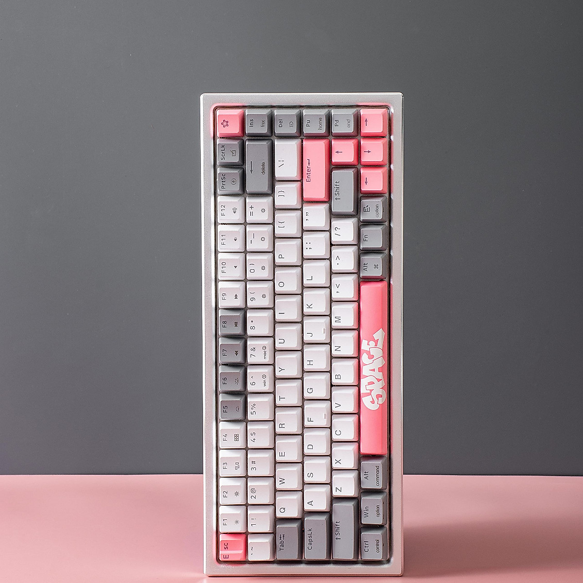 YUNZII AK84 84-Key Hot-Swappable Gaming Mechanical Keyboard with Double Shot PBT Keycaps, RGB, Aluminum Frame for Mac Windows (Gateron Black Switch, Silver)