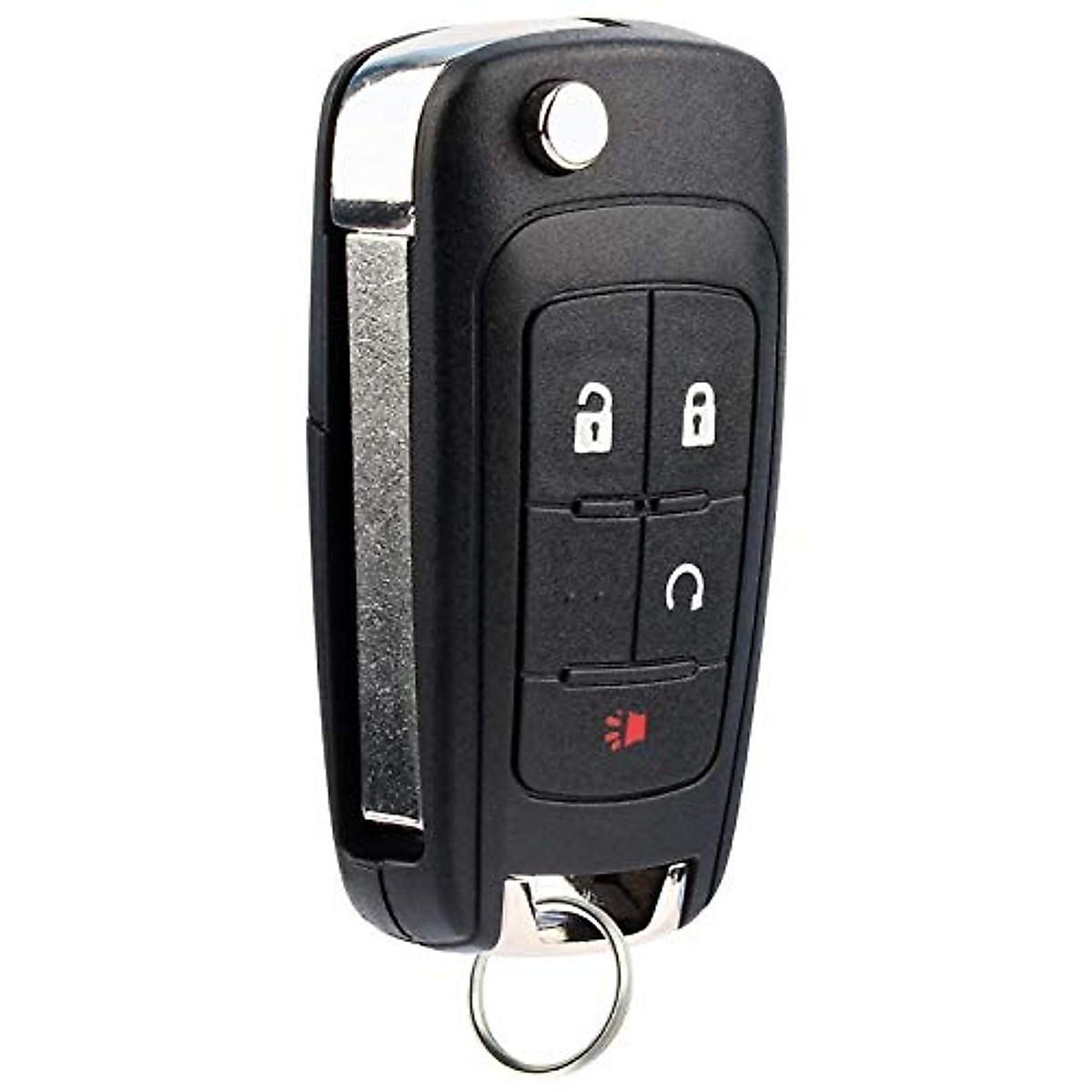 KeylessOption Flip Remote Key Fob 4btn Remote Start for GM (OHT01060512)