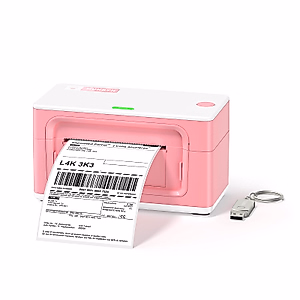 MUNBYN Pink Shipping Label Printer, [Upgraded 2.0] USB Label Printer Maker for Shipping Packages Labels 4x6 Thermal Printer for Home Business, Compatible with Amazon, Etsy, Ebay, Shopif