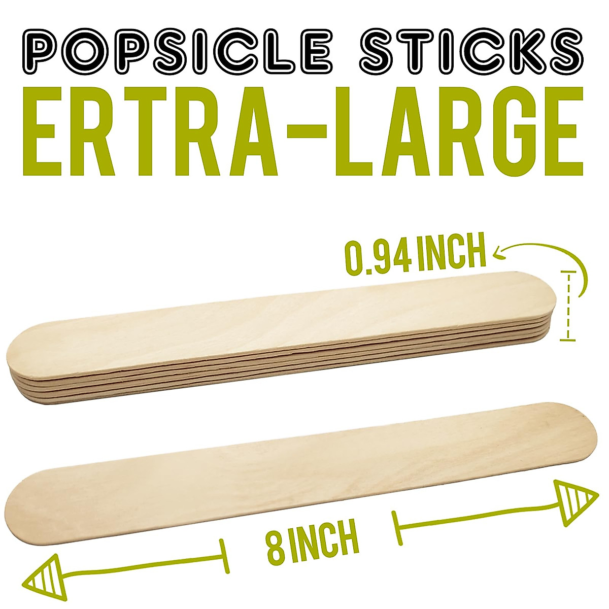 WISYOK 8'' Jumbo Craft Sticks - 90PCS Extra Large Natural Premium Wood, Ice Cream Sticks, Jumbo Sticks, Large Tongue Depressors, Plant Labels, Hair Removal and Waxing Supplies, Crafting