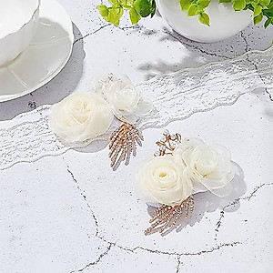 WEBEEDY Wrist Corsage and Boutonniere Set Girl Bridesmaid Wedding Wrist Corsage Boutonniere for Men Wedding Wristlet Hand Flower for Prom Party Bouquets