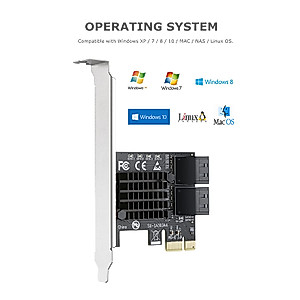 PCIe SATA Card 4 Port,PCI Express to SATA 3.0 Ports Expansion Controller Boot as System Disk for Desktop PC Support SSD and HDD with Low Profile Bracket and 4 SATA Cable