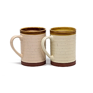 KooK Coffee Mug Set, Ceramic, Rustic Tan Brown, Terracotta Mugs, Microwave Safe, Speckled Finish, Use for Diner, Kitchen, Soup and Tea, 18.5 oz, Set of 2