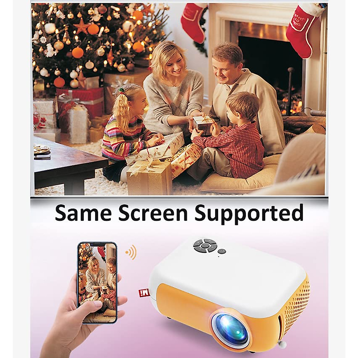 Portable Mini Video Projector, 1800 Lumens A10 Pro Home Theater Phone Mirroring Projectors, Portable Movie Display Projector with Built-in Speaker Mobile Phone Projector (Yello)