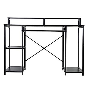 Celiy Modern Computer Desk with Storage Shelves Home Learning Desk Workstation Black