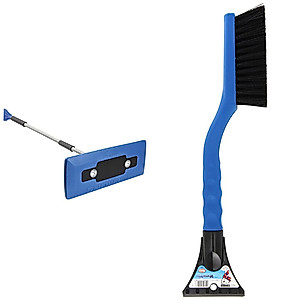 Snow Joe SJBLZD-LED 4-in-1 Telescoping Snow Broom + Ice Scraper (18-Inch) and Mallory 518 16" SnoWEEvel Snow Brush