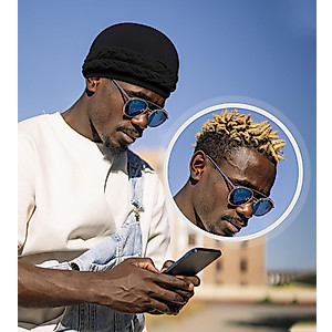 YI HENG MEI Satin Lined Halo Turban for Men Women Pre-Tied Handmade Braid Head Wraps Beanies Sleep Cap Bonnet Turbans Durag, Black, 1PCS