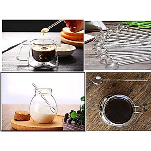 Demitasse Espresso Spoons, Mini Coffee Spoon, 4.33 Inches Glass Small Spoons for Tea, Stirring Rod Mixing Spoon, Set of 6 (clear 2)