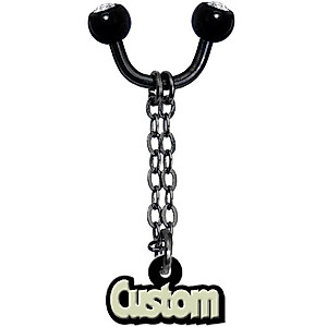 Body Candy Custom Black PTFE Glow Chain Personalized Name Dangle Nipple Ring Set of 2 14 Gauge 5/8"
