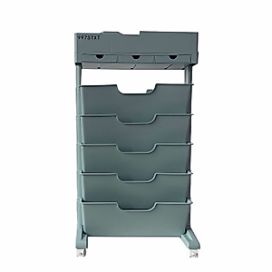 997STXT 6 Tier Rolling Utility Cart, 6 Tier Mobile Bookshelf, Multi-Functional Movable Storage Book Shelves with Lockable Casters for Study Office Kitchen Classroom,Green