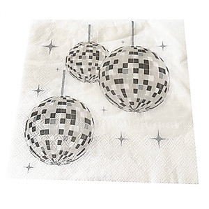 20Sheet Disco Napkins Disco Ball Napkins 70s Disco Party Supplies Disco Cocktail Napkins 70s Disco Party Napkins Disposable Silver Paper Napkins for Disco Bachelorette Birthday Dance Party Decorations