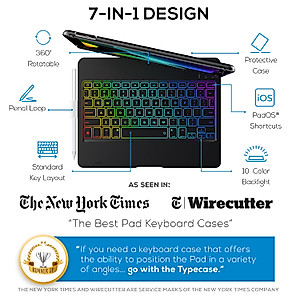 iPad Keyboard Case for iPad 2018 (6th Gen) - iPad 2017 (5th Gen) - iPad Pro 9.7 - iPad Air 2 & 1 - Thin & Light - 360 Rotatable - Wireless/BT - Backlit 10 Color - iPad Case with Keyboard (Black)