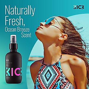 Kick Shampoo +Conditioner +Sea Salt Spray-Style Essentials Bundle High Performance Anti-Dandruff Cleansing/Conditioning for Thinning Hair, Natural Texturizing Spray for Volume-For Men & Women