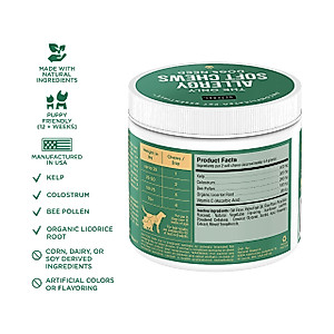 Natural Rapport Dog Allergy Supplement - The Only Allergy Soft Chews Dogs Need - 120ct Treats That Contain Kelp and Bee Pollen for Allergy and Itch Relief