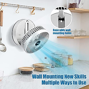 Maelifu Portable Folding Fan 3 Speeds, Stretchable Wall Mount Fan with 180 ° Adjustment Battery Powered or USB Powered, Portable Fan for Traveling Camping Home Beach Bedroom (White)