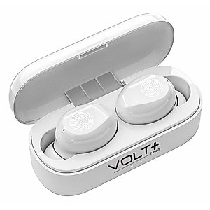 Volt Plus TECH Slim Travel Wireless V5.1 Earbuds Compatible with Your Bose SoundLink Revolve+ II Updated Micro Thin Case with Quad Mic 8D Bass IPX7 Waterproof/Sweatproof (White)
