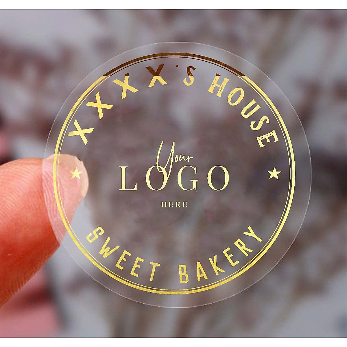 Custom Clear Stickers Personalized Circle Labels Stickers Handmade Website Your Business Logo Custom Metallic Gold Stickers for Wedding Favor Party Baptism
